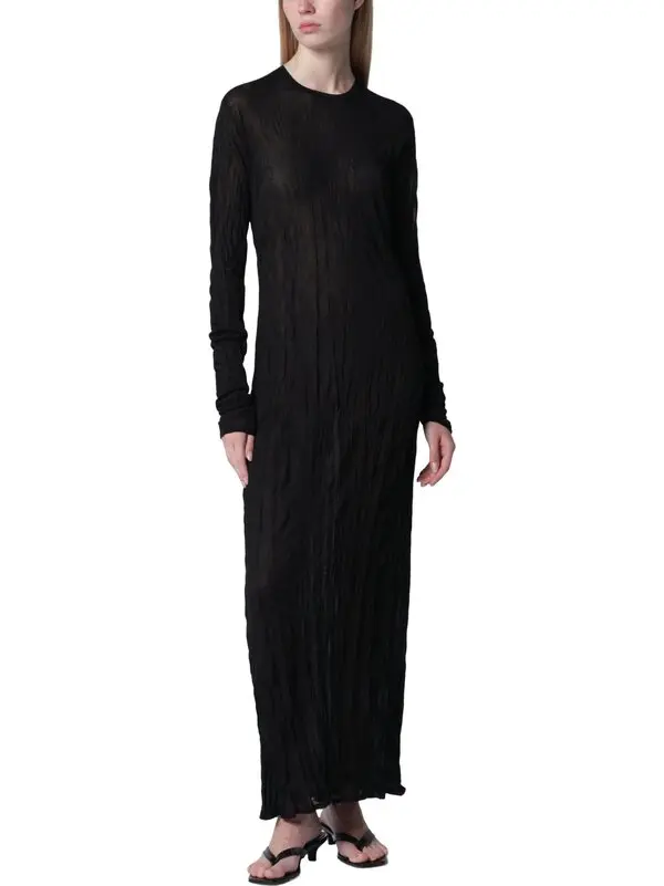TOTEME Crinkled Knit Maxi Dress - Black