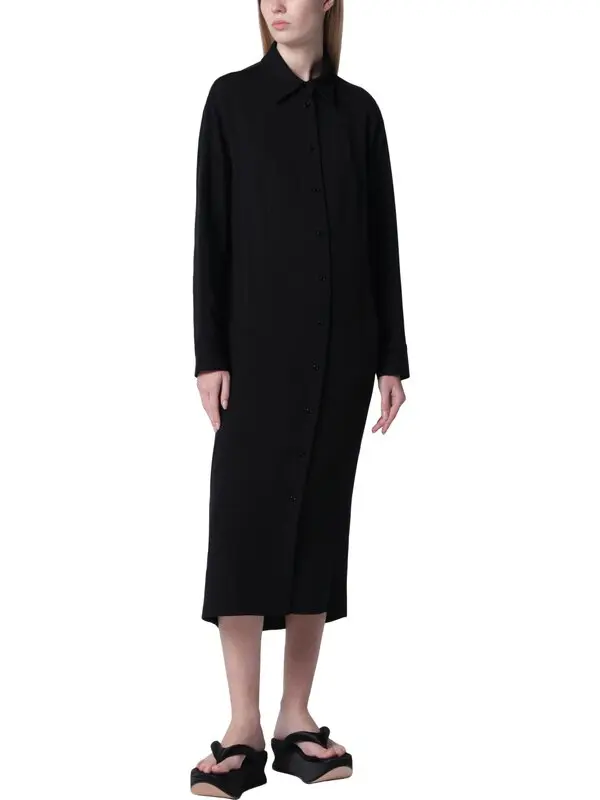 Balenciaga Shirt Dress In Wool And Silk - Black