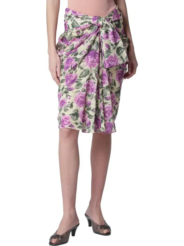 Chloé Silk Floral Print Midi Skirt - Multicolor