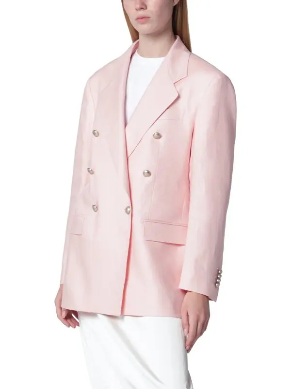 Tagliatore Single-breasted Linen Blazer - Pink