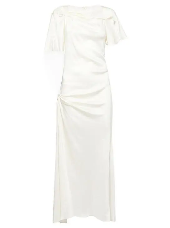 Victoria Beckham Cap-sleeve Draped Satin Midi Dress - Ivory