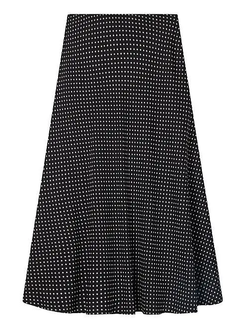 Whistles Woven Flared Midi Skirt - Black