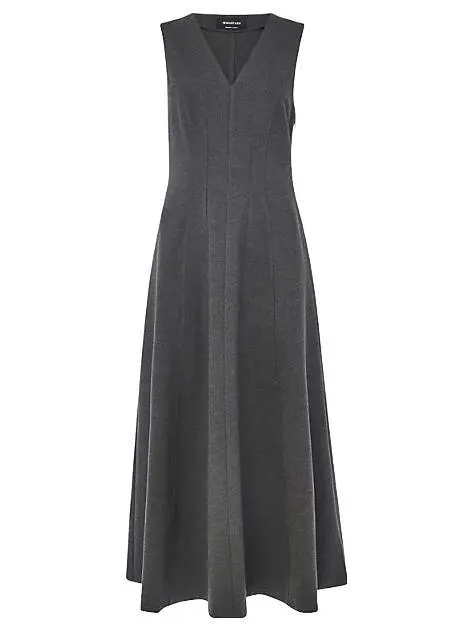 Whistles V-neck Sleeveless Midi Dress - Grey