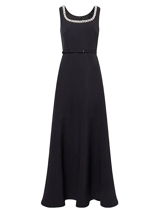 Roland Mouret Pearl-embellished Woven Midi Dress - Black