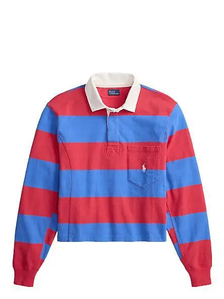 Polo Ralph Lauren Relaxed-fit Striped Cotton-jersey Rugby Shirt - Sunset Red/grenwch Blue