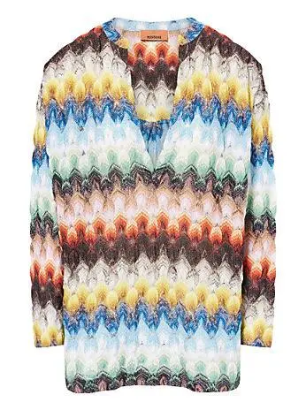 Missoni Chevron-weave Metallic-knit Blouse - Multicolor On Black Base