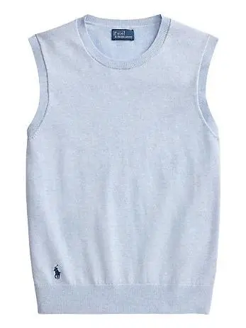 Polo Ralph Lauren Logo-embroidered Sleeveless Jumper - Stone Blue Heather
