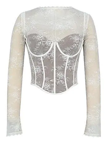 House Of Cb Lace Corset Top - Vintage Ivory