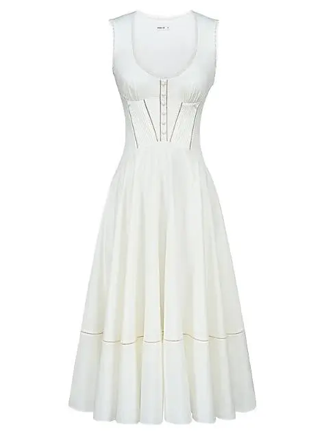 House Of Cb Button-front Cotton Midi Dress - White