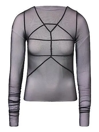 Rick Owens Temple Geometric-seam Sheer Tulle Top - Black