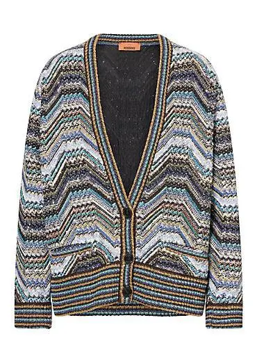 Missoni Sequin-embellished Chevron Knitted Cardigan - Multicolor On Dark Base