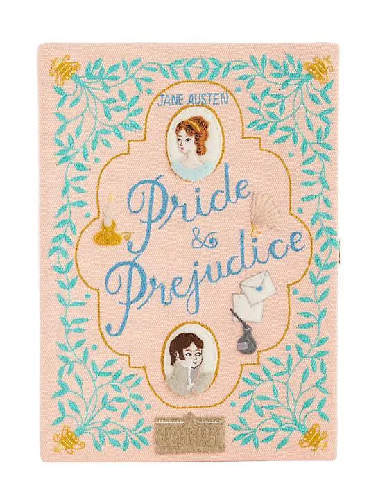 OLYMPIA LE-TAN Pride And Prejudice Embroidered Book Clutch Bag - Ballet