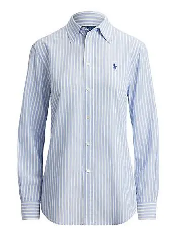 Polo Ralph Lauren Logo-embroidered Striped Cotton And Linen Shirt - Dress Shirt Blue/white
