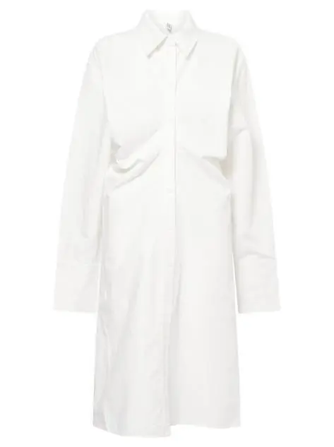 TOTEME Cotton And Linen-blend Midi Shirt Dress - Off White