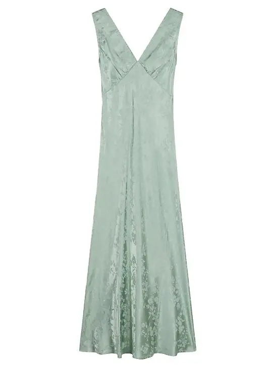 OMNES Floral-jacquard Woven Maxi Dress - Sage