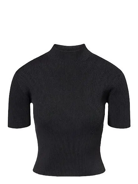 CFCL High-neck Ribbed Knit Top - Black