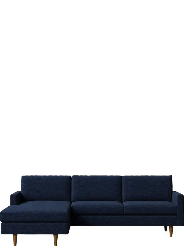Quince Midcentury Chaise Sectional In Performance Chenille Linen Blend - Ink