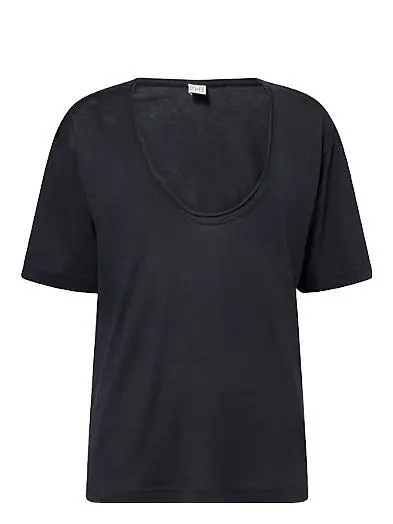 TOTEME Short-sleeve Cotton-silk Blend T-shirt - Black