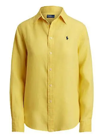 Polo Ralph Lauren Logo-embroidered Classic-fit Linen Shirt - Oasis Yellow