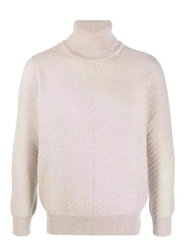 LARDINI Ribbed Roll-neck Jumper - Neutrals