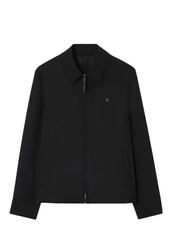 Burberry Pinstriped Wool Harrington Jacket - Black