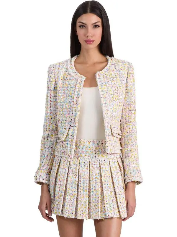 Alice + Olivia Landon Cropped Jacket - White