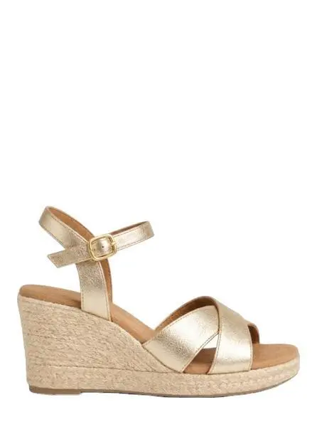 MENINA STEP Jimena Double Band Wedge Sandals - Gold