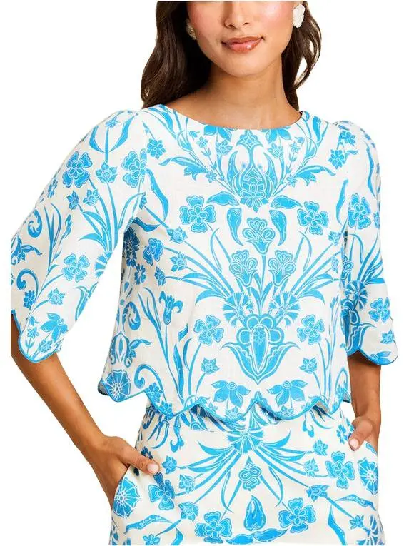 Mestiza New York Charlize Scallop Top - Red