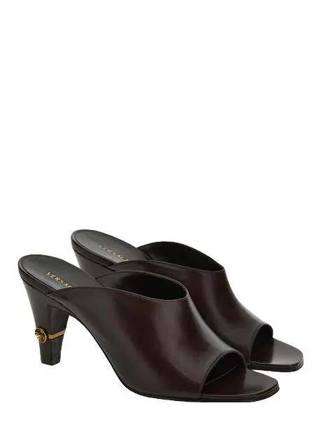 Versace Medusa Icon Leather Mule Sandal - Moka-gold