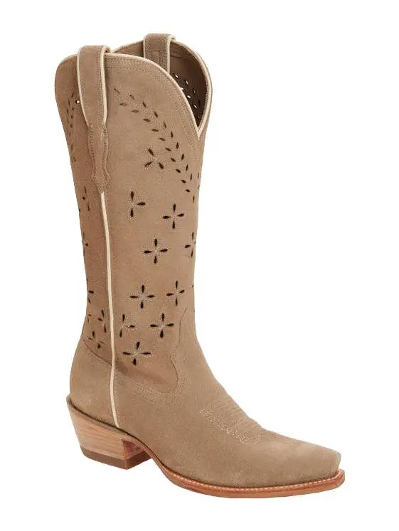 Tecovas The Annie Eyelet Suede Western Boot - Taupe