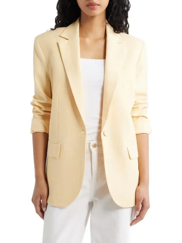 Mango Martini Blazer Notched Lapel - Yellow