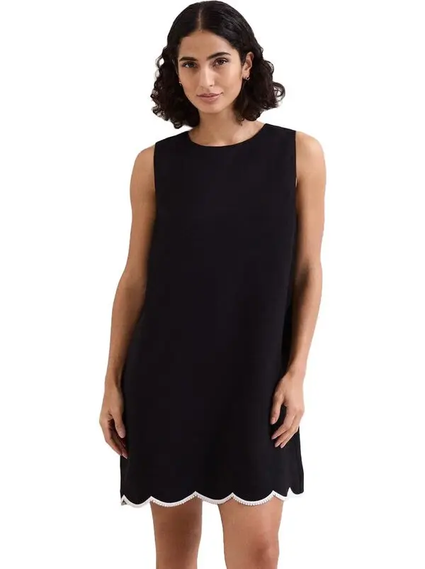 PHASE EIGHT Marta Scalloped Hem Shift Dress - Black