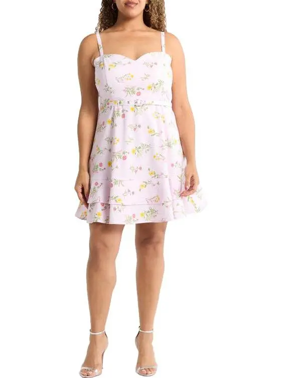 SUGARLIPS Margote Floral Mini Dress - Blush-pink