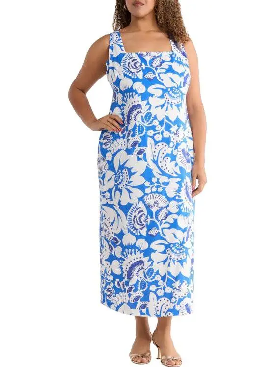 SUGARLIPS Ronan Floral Troy Maxi Dress - Blue-white