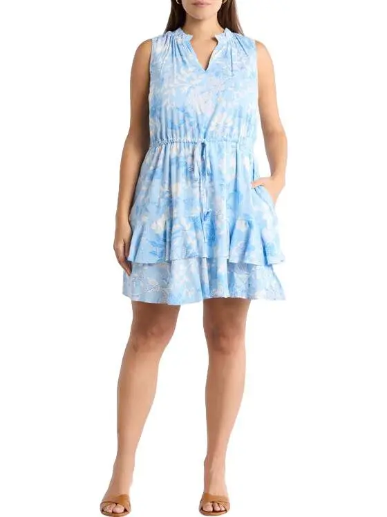 SUGARLIPS Seraphina Floral Print Mini Dress - White-blue-mul