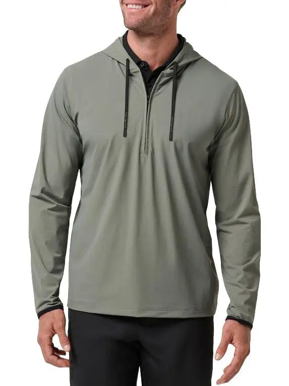 Travis Mathew Hero Hour Performance Half Zip Hoodie - Dark Olive