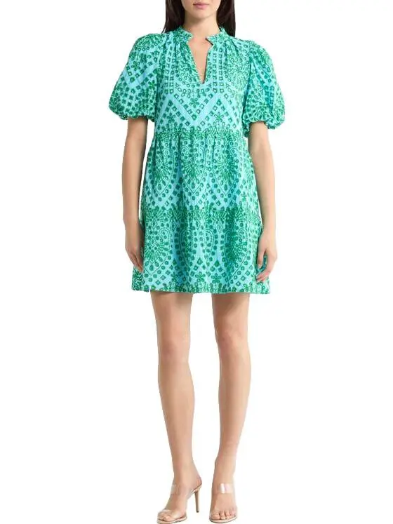 SUGARLIPS Eyelet Babydoll Dress - Blue-kelly