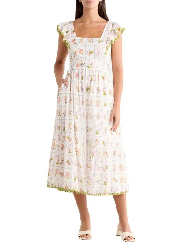 SUGARLIPS Floral Tie-back Midi Sundress - Coral-mul