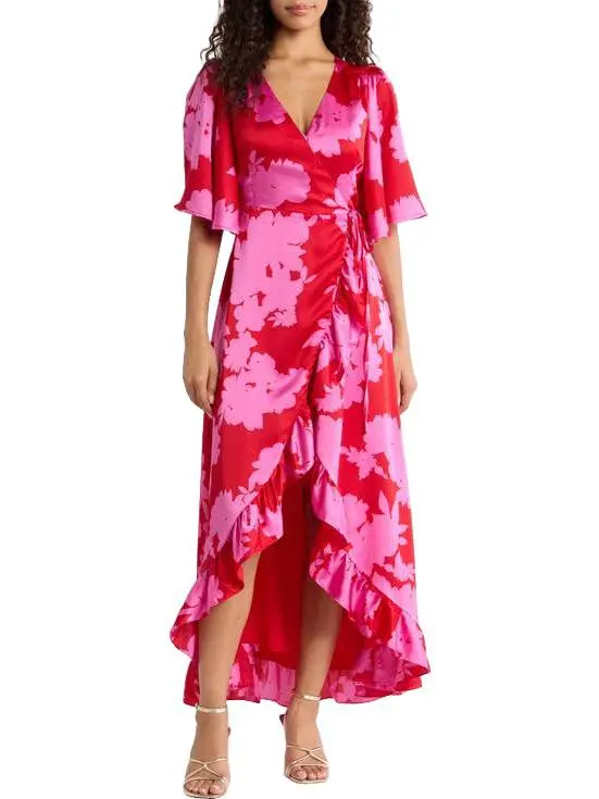 SUGARLIPS Burning Love Abelia High-low Maxi Dress - Cherry-pink