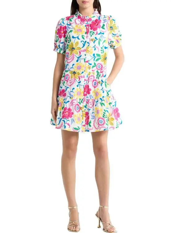 SUGARLIPS Kress Floral Domis Minidress - White-multi