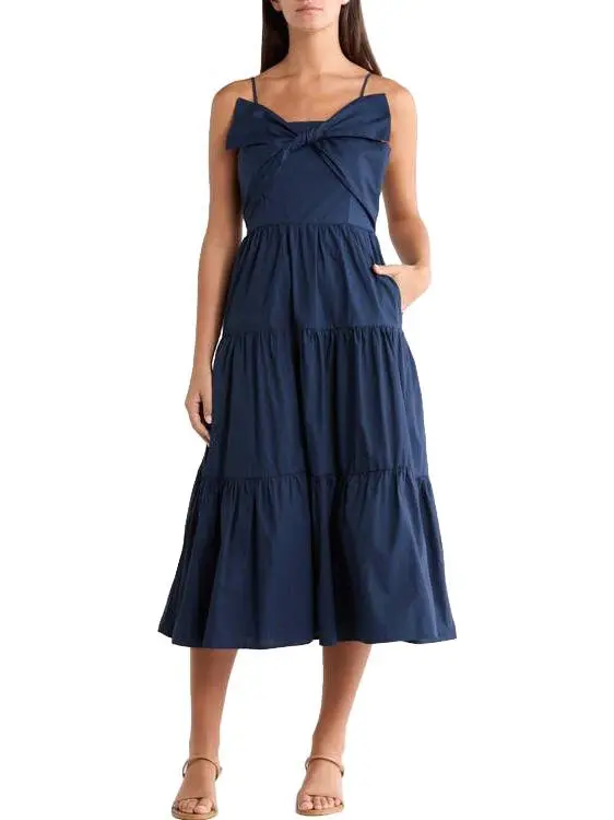 SUGARLIPS Love Letter Poplin Midi Dress - Navy
