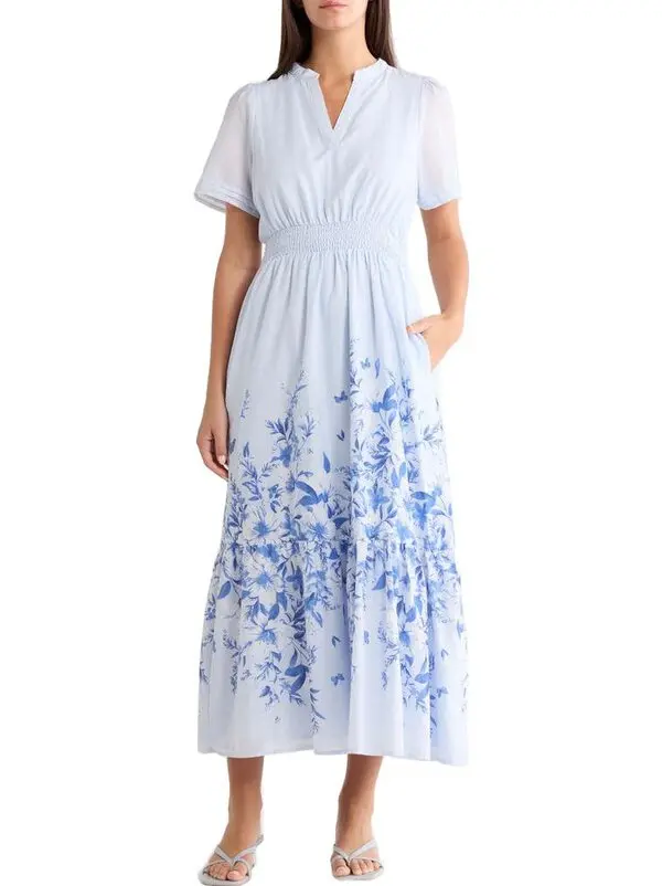 SUGARLIPS Cotton Poplin Maxi Dress - Light Blue