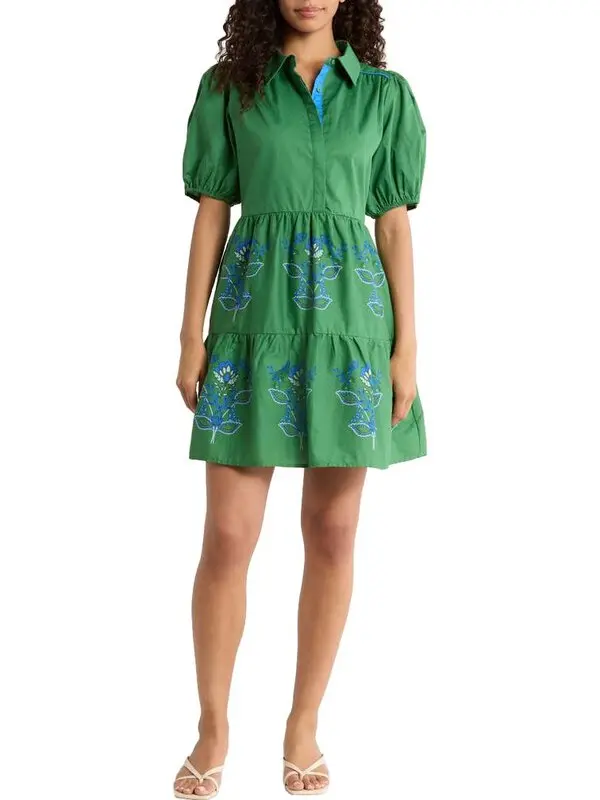 SUGARLIPS Meridy Floral Burie Tiered Minidress - Kelly Blue Multi