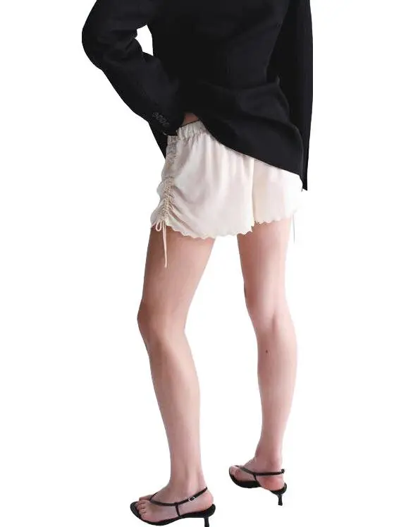 Mango Embroidered Cinched Shorts - Ecru