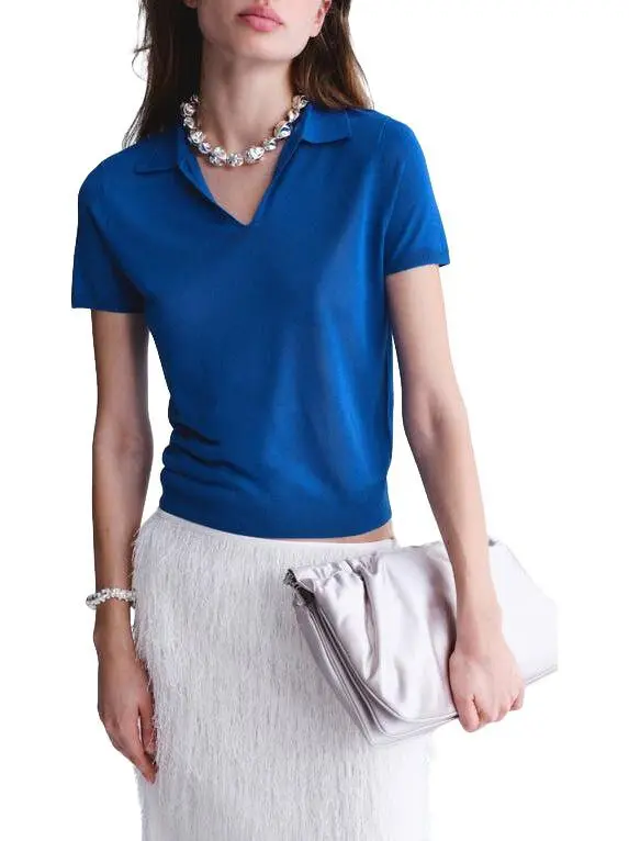 Mango Fine Knit Polo - China Blue