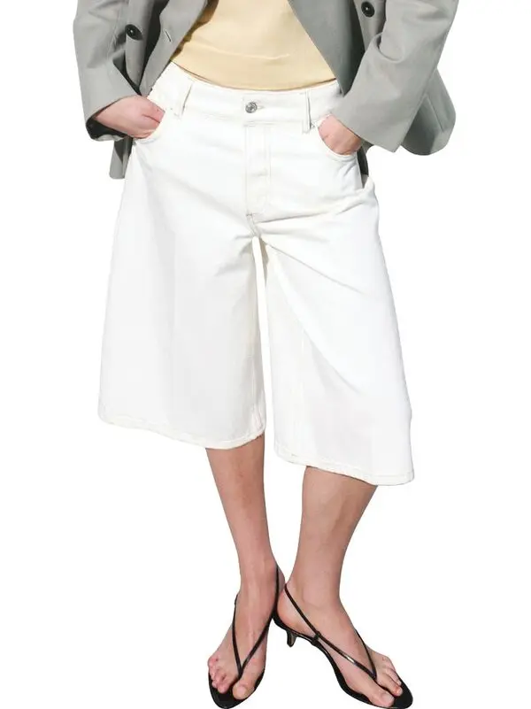 Mango Denim Bermuda Shorts - Off White
