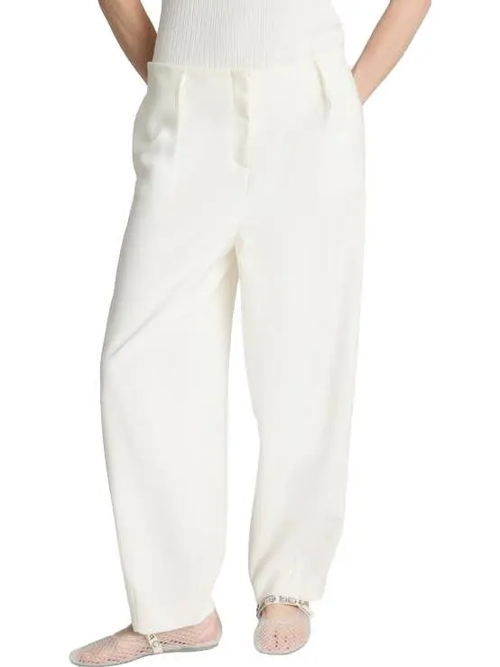 KENNETH COLE Pleated Tapered Leg Trousers - Pure White