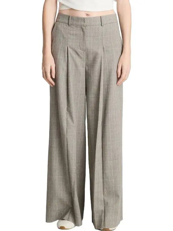 KENNETH COLE Double Pleat High-waist Wide-leg Trousers - Lake Blue Multi