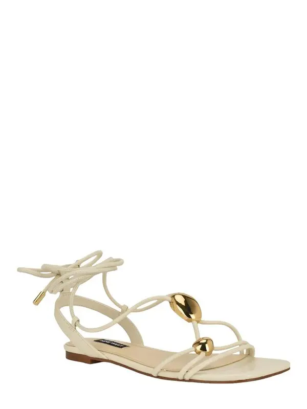 Nine West Niraa Ankle Wrap Flat Sandal - Ivory