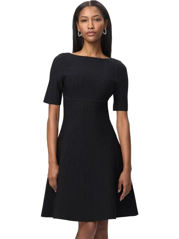 Herve Leger Donna Fit & Flare Knit Dress - Black